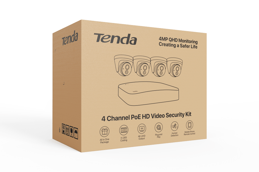 Best Tenda 4 Ch POE NVR IP Dome Camera Kit